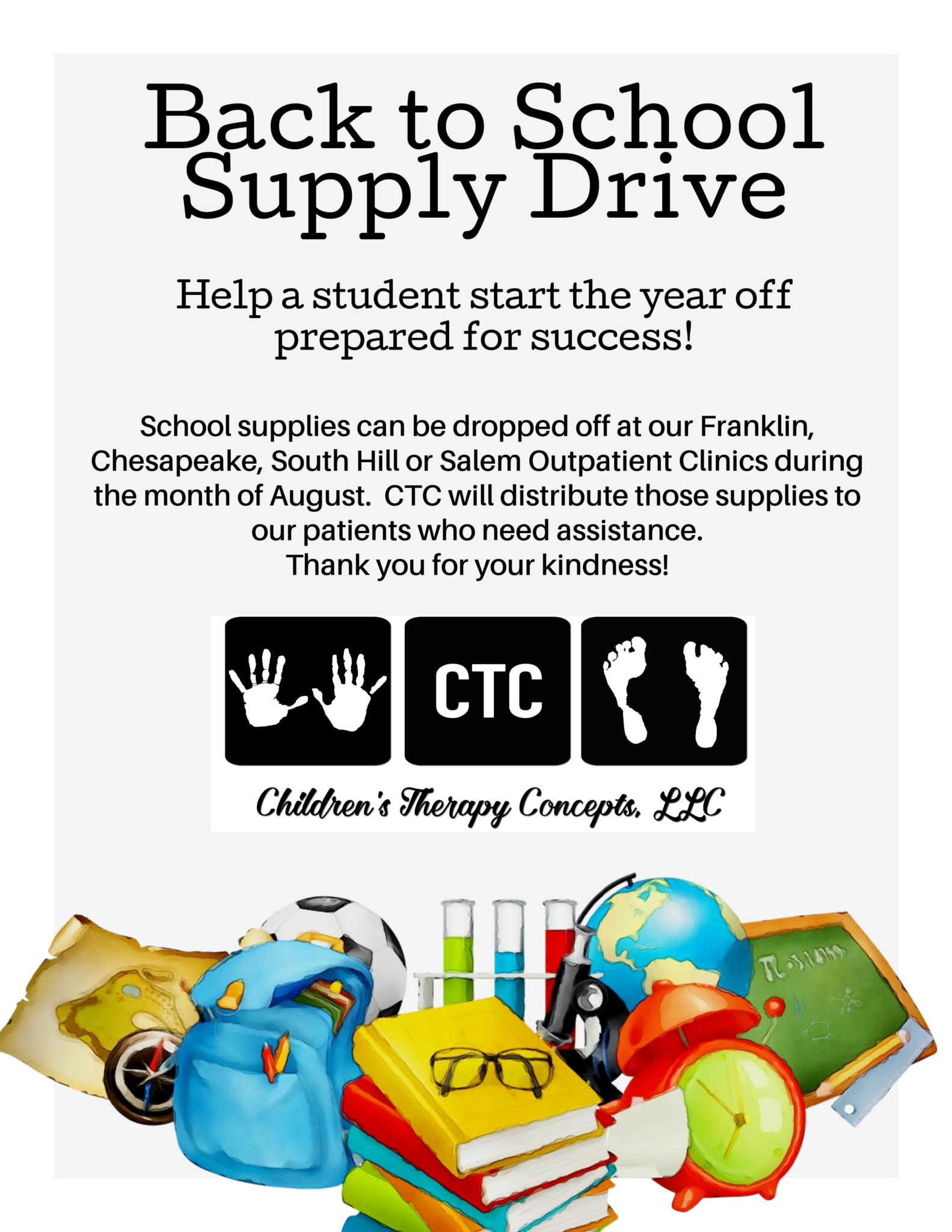 CTC Back to School Supply Drive - Children's Therapy Concepts